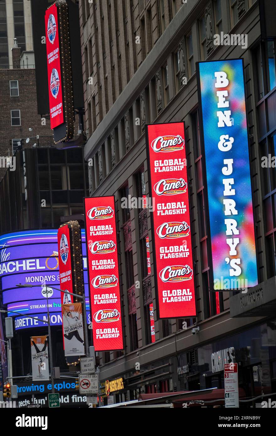 Signage for Cane's Chicken Fingers and Ben&Jerry's Ice Cream in Times ...