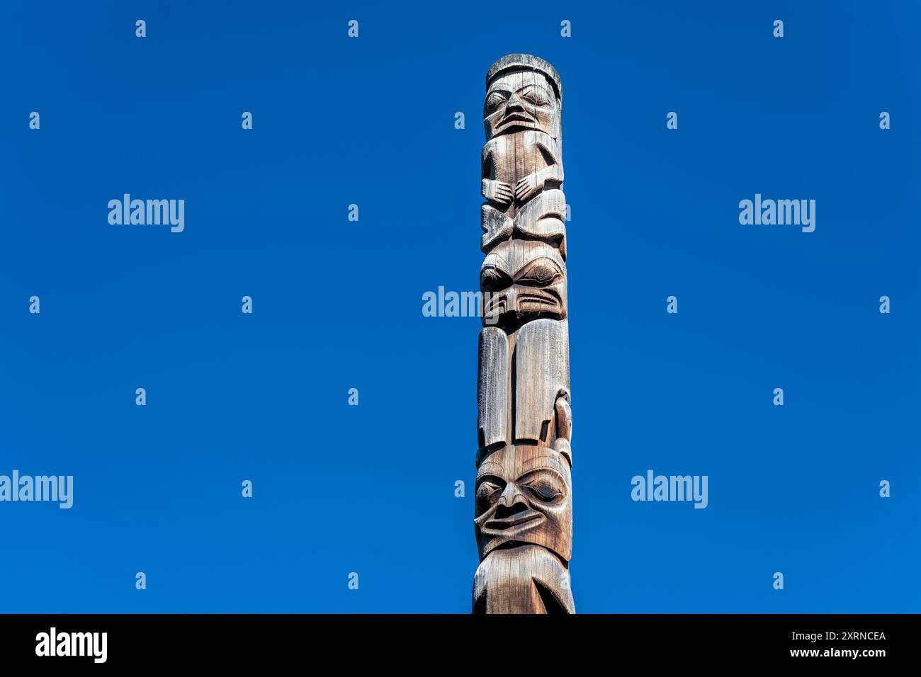 First nations totem pole of Gitanyow or Kitwancool, British Columbia ...