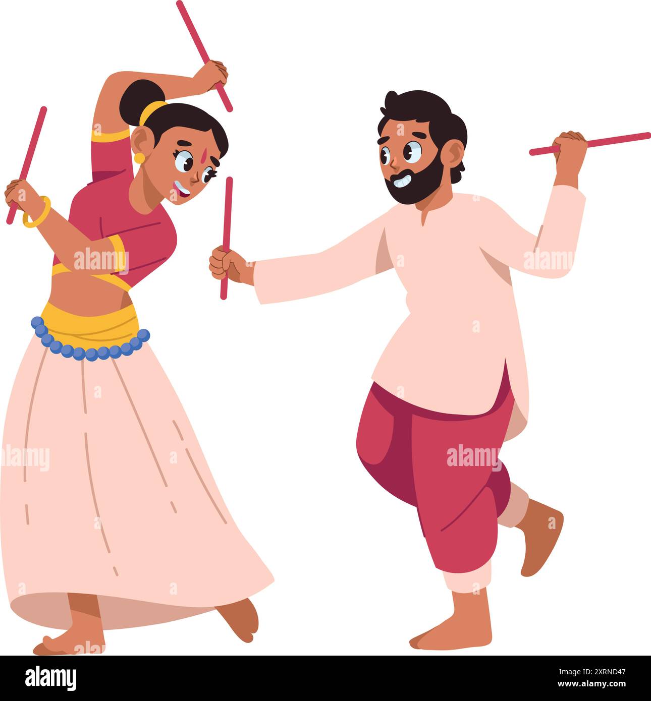hindu couple with sticks Stock Vector Image & Art - Alamy