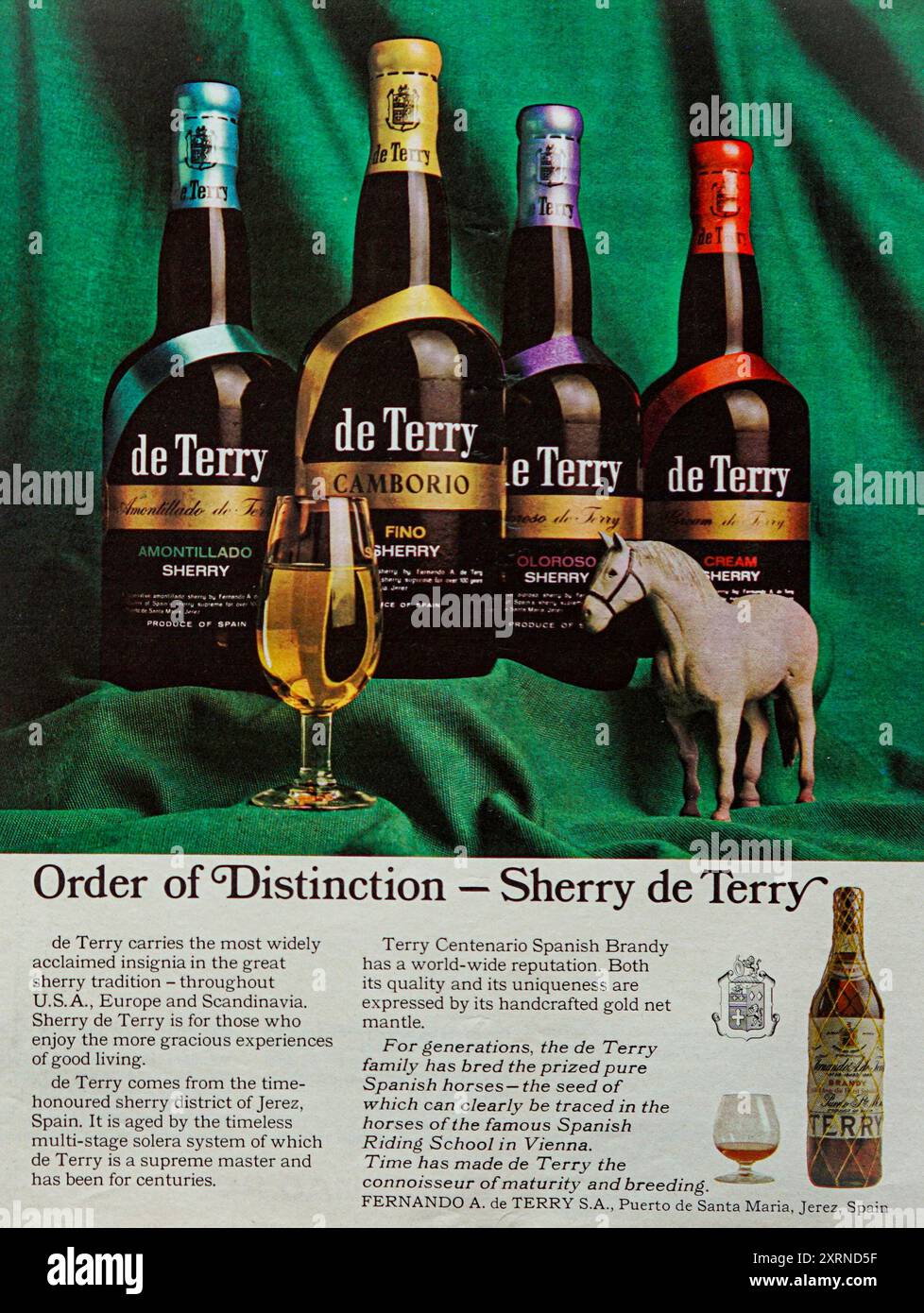 A vintage 1969 advertisement for Sherry de Terry, Spanish brandy Stock ...