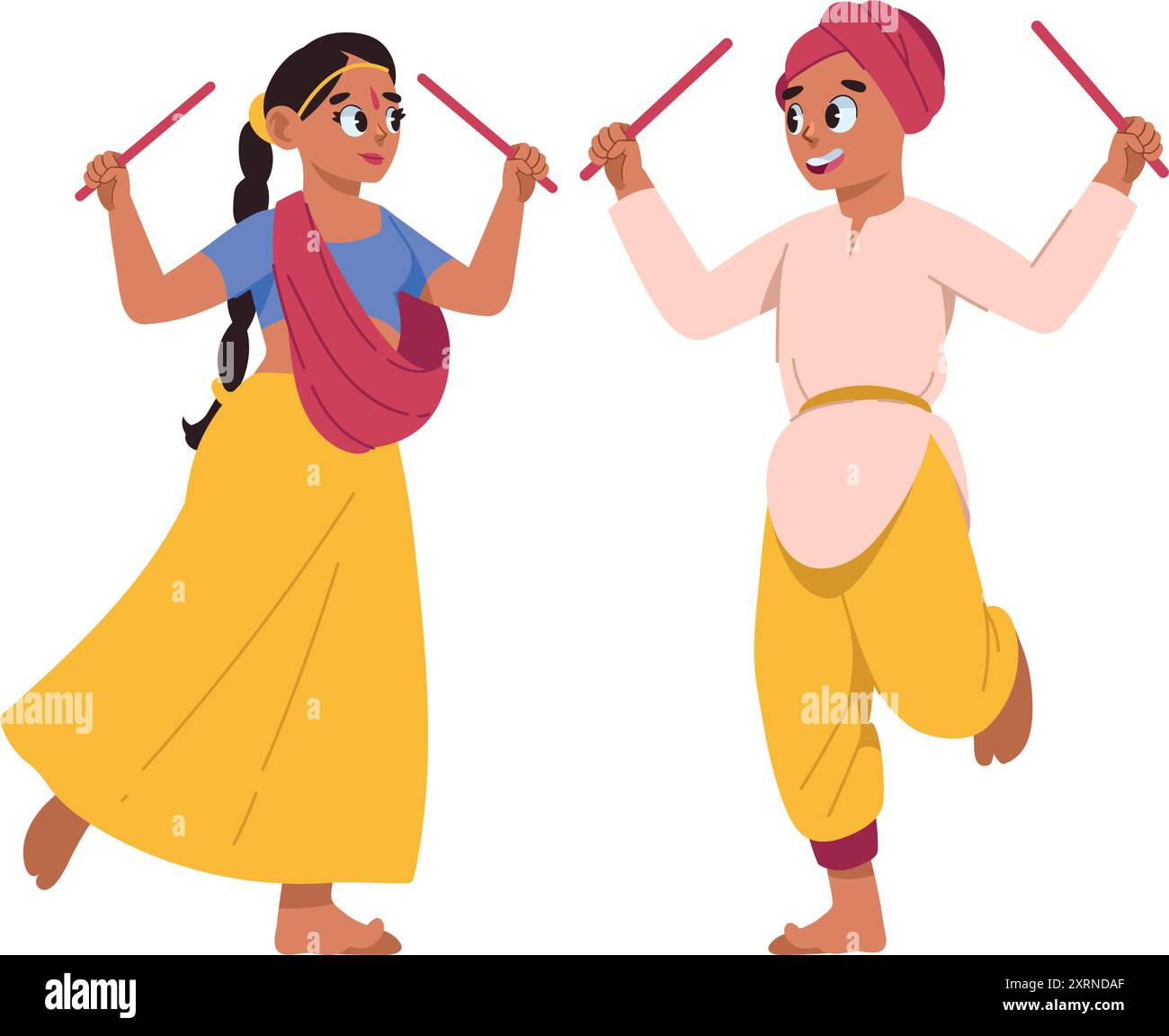 indian couple celebrating navratri festival Stock Vector Image & Art ...