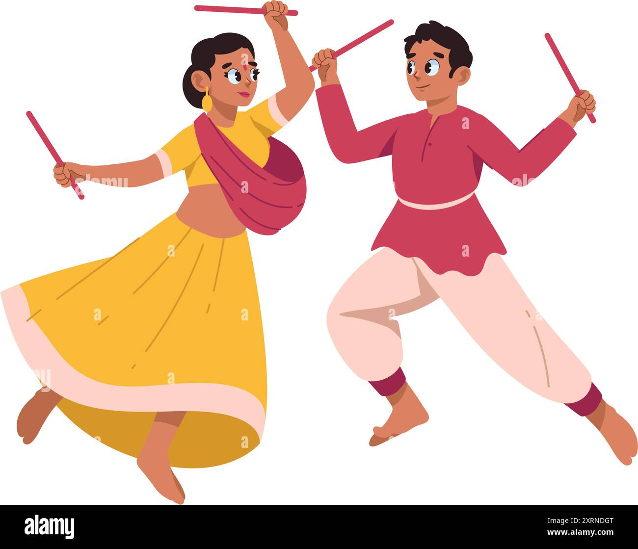 indian couple celebrating navratri festival Stock Vector Image & Art ...