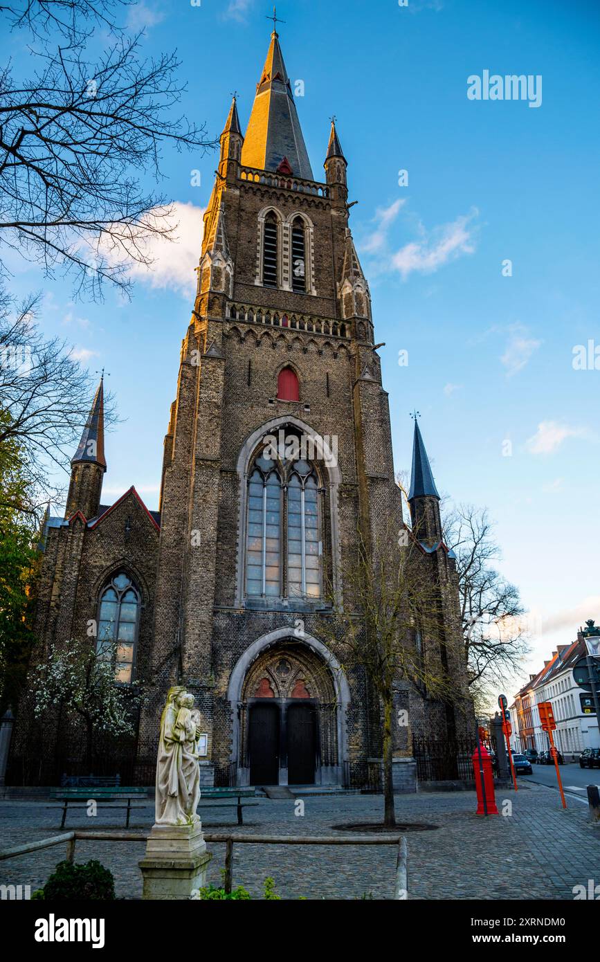 Gothic Revival St Magdalenes Church in Bruges, Belgium Stock Photo - Alamy