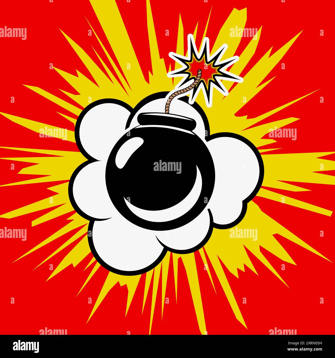 Boom! Comic style phrase on colorful background. Cartoon bomb explosion ...