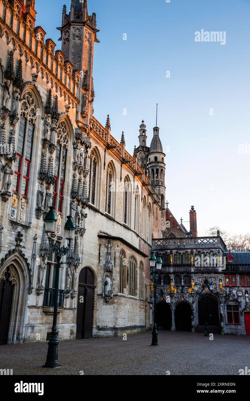 Late-Gothic monumental style Bruges City Hall, Belgium Stock Photo - Alamy