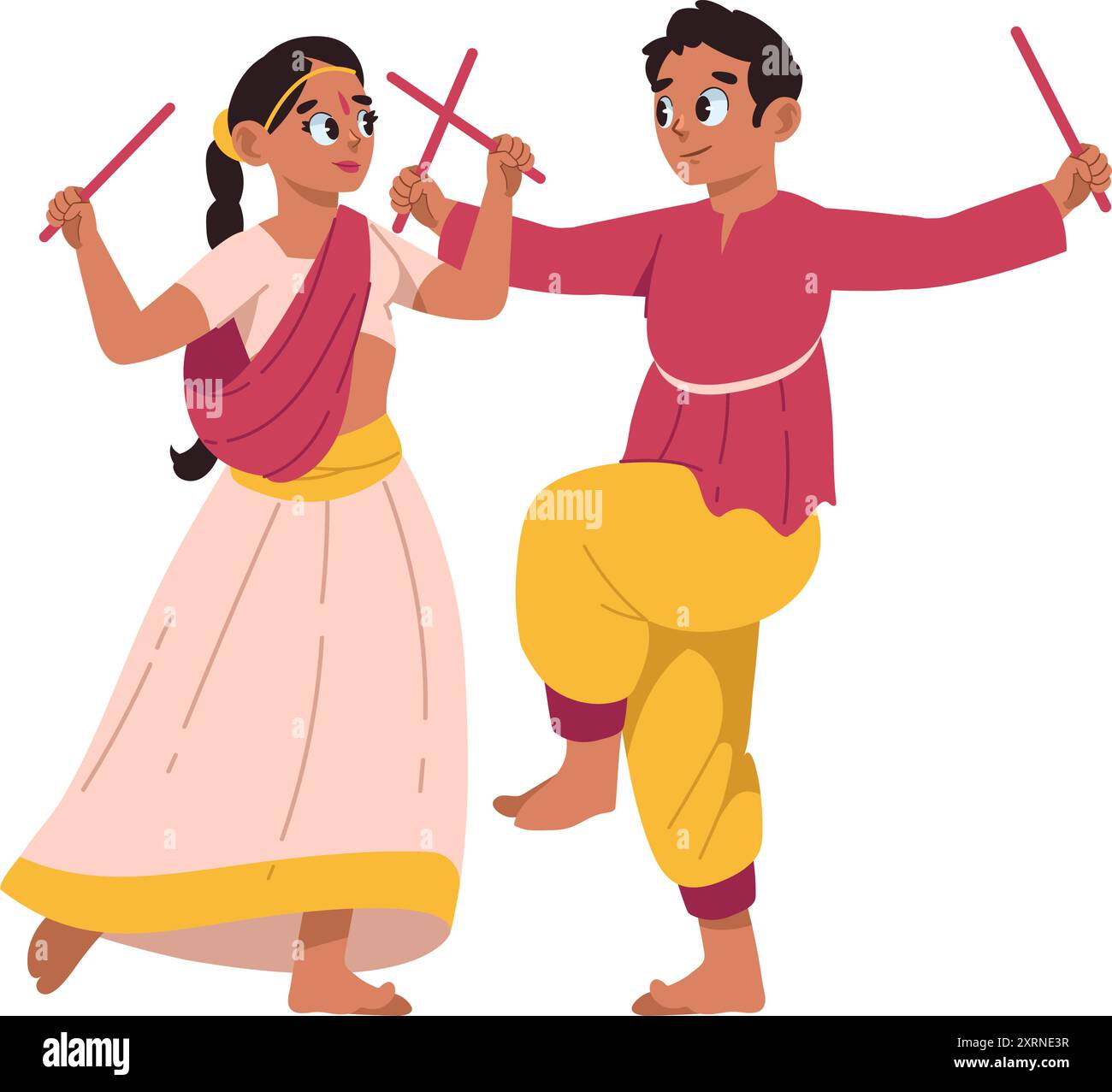 indian couple in navratri festival celebration Stock Vector Image & Art ...