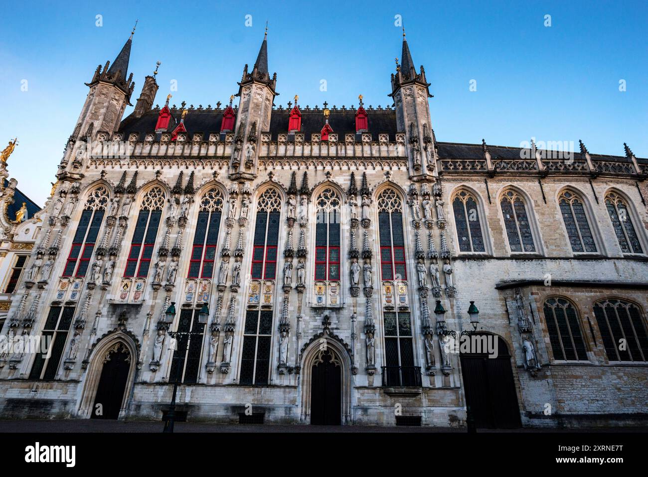 Late-Gothic monumental style Bruges City Hall, Belgium Stock Photo - Alamy
