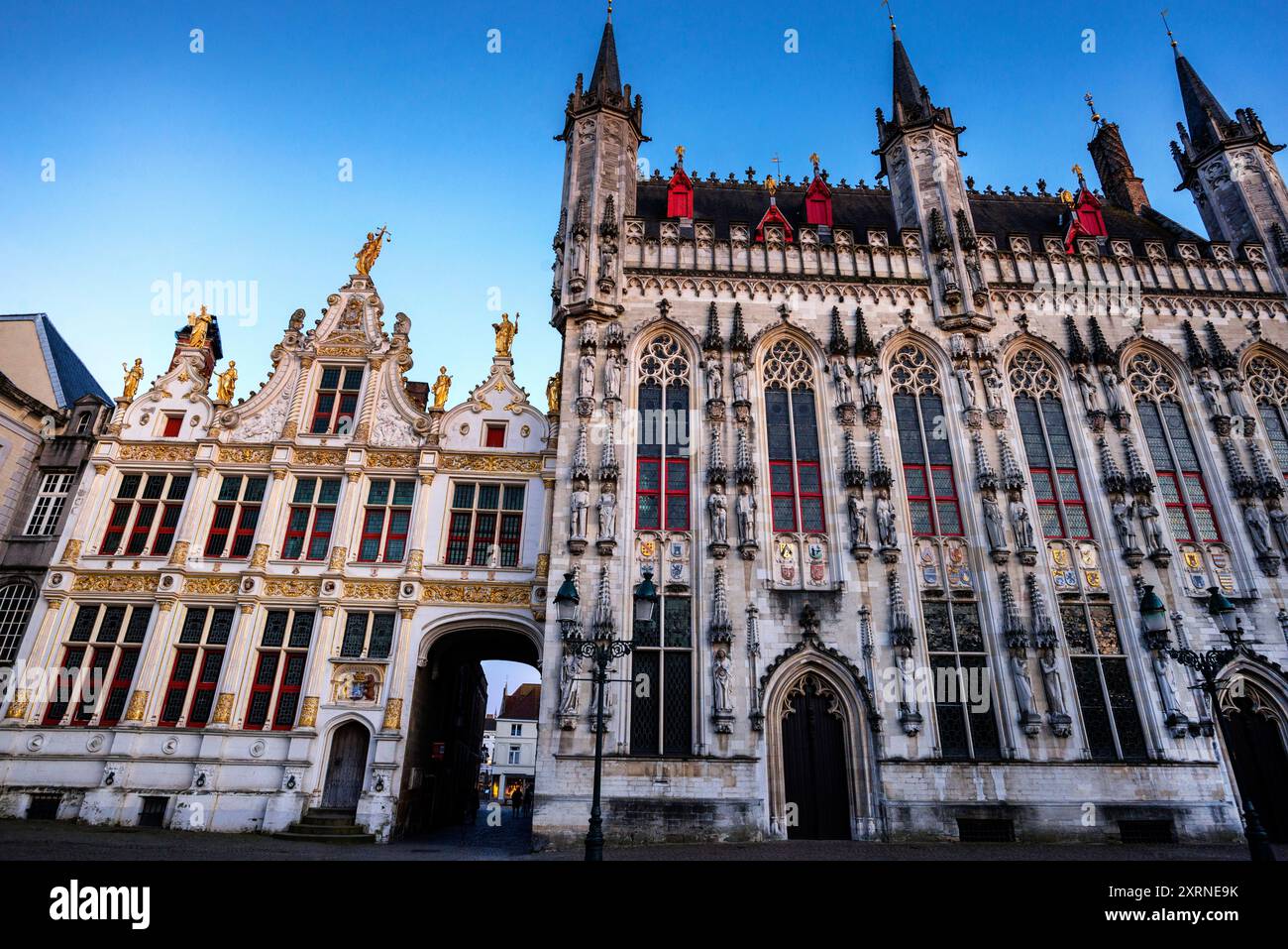 Late-Gothic monumental style Bruges City Hall, Belgium Stock Photo - Alamy