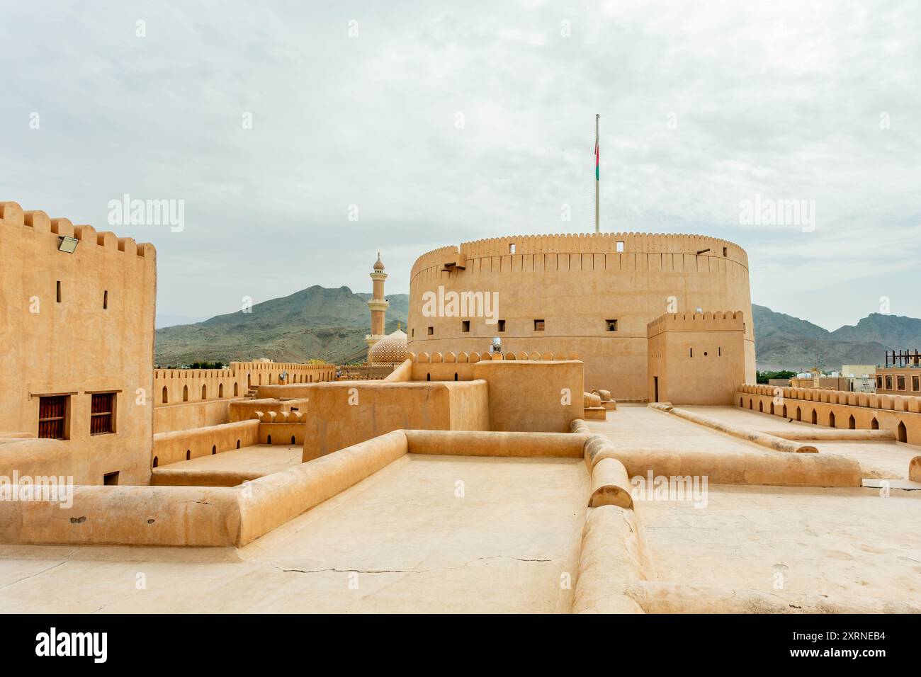 Arabic citadel fortress inner yard stairs, towers and walls with ...