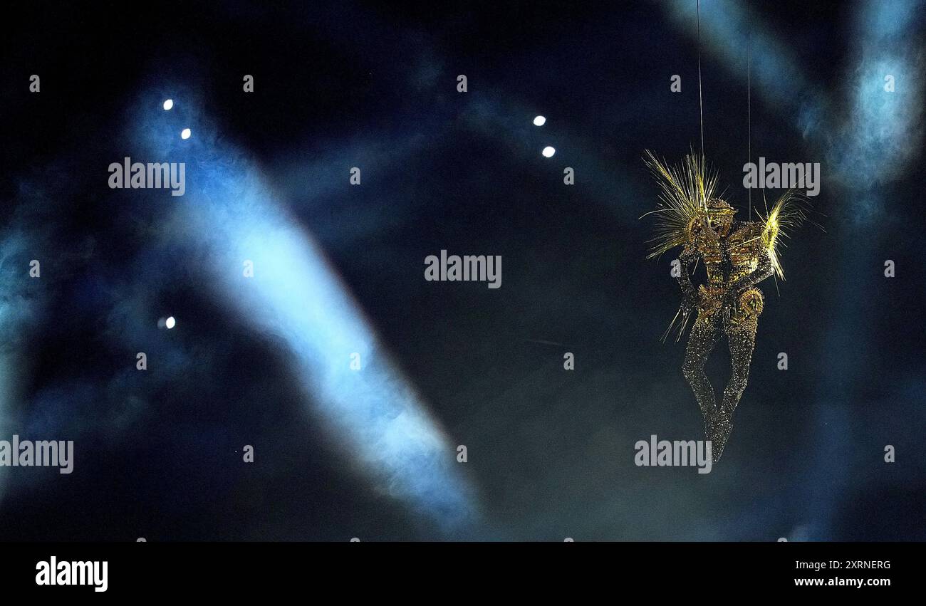 Paris, France. 11th Aug, 2024. The Golden Voyager performs during the ...