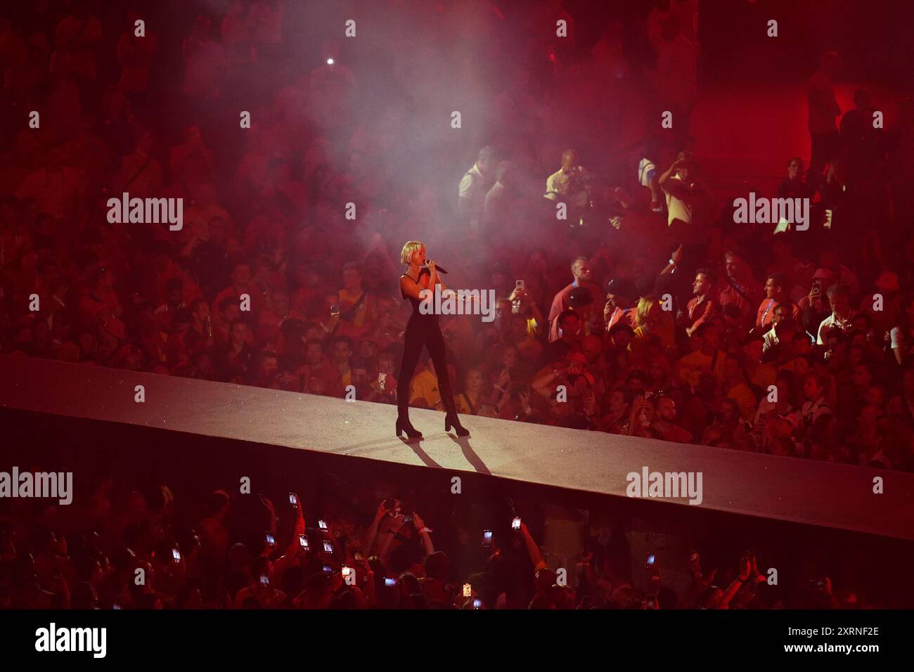 Singer Angele Angele performs during the closing ceremony of the 2024 ...