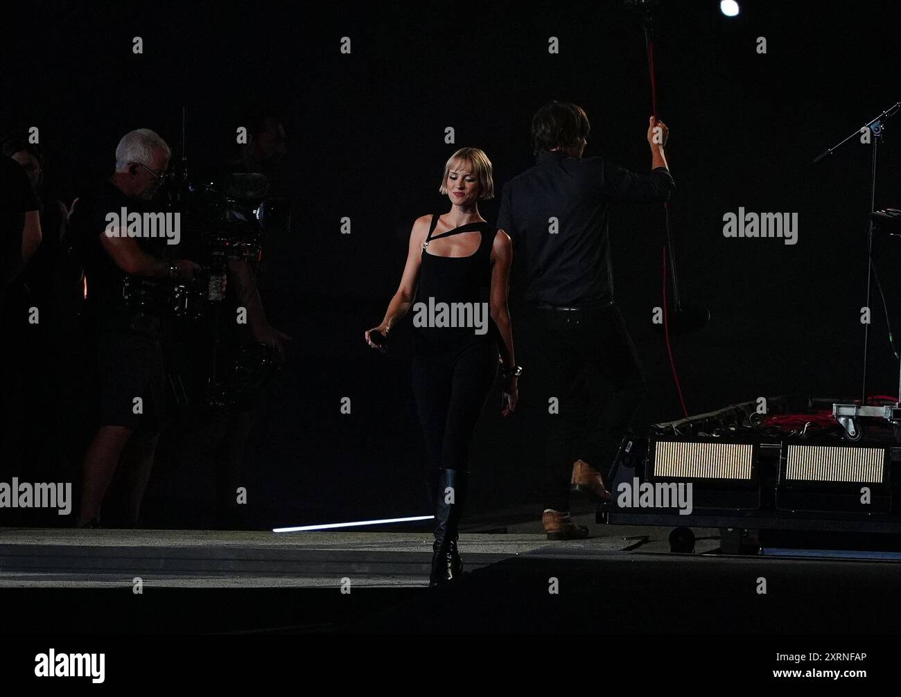 Angele Angele performs during the closing ceremony of the 2024 Paris ...