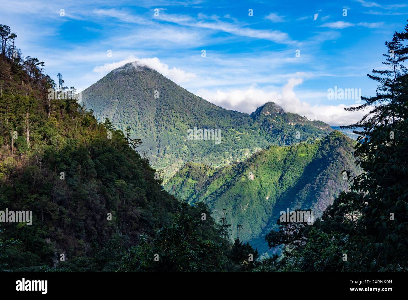 Volcán Santa María has a perfectly shaped volcano cone. Guatemala Stock ...