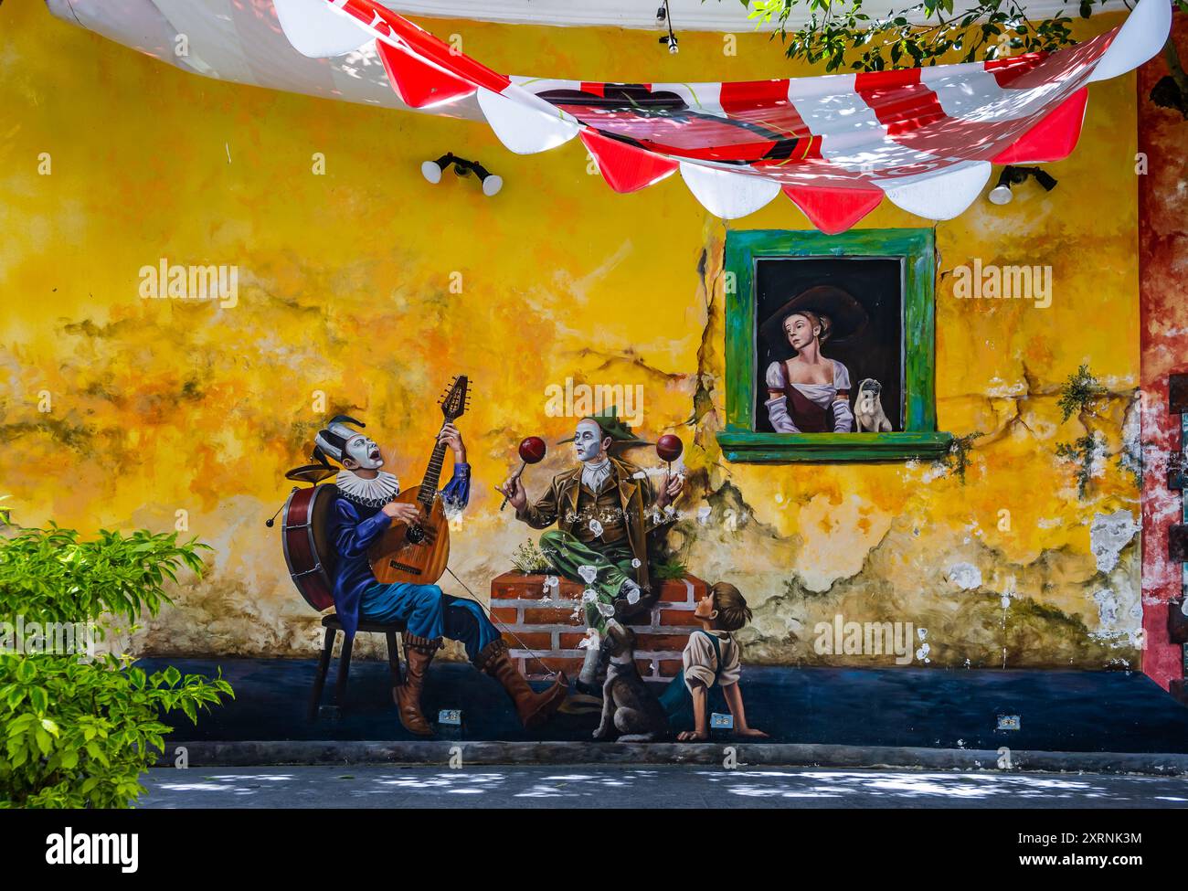 Beautiful painting on the wall of a local restaurant. Guatemala Stock ...