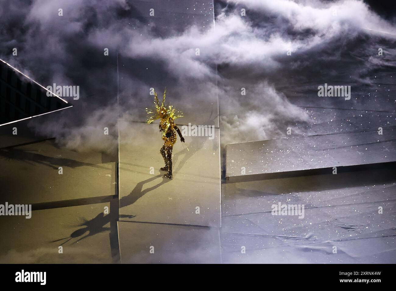 Paris, France. 11th Aug, 2024. The Golden Voyager performs during the ...