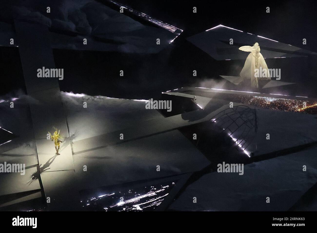 Paris, France. 11th Aug, 2024. The Golden Voyager performs during the ...