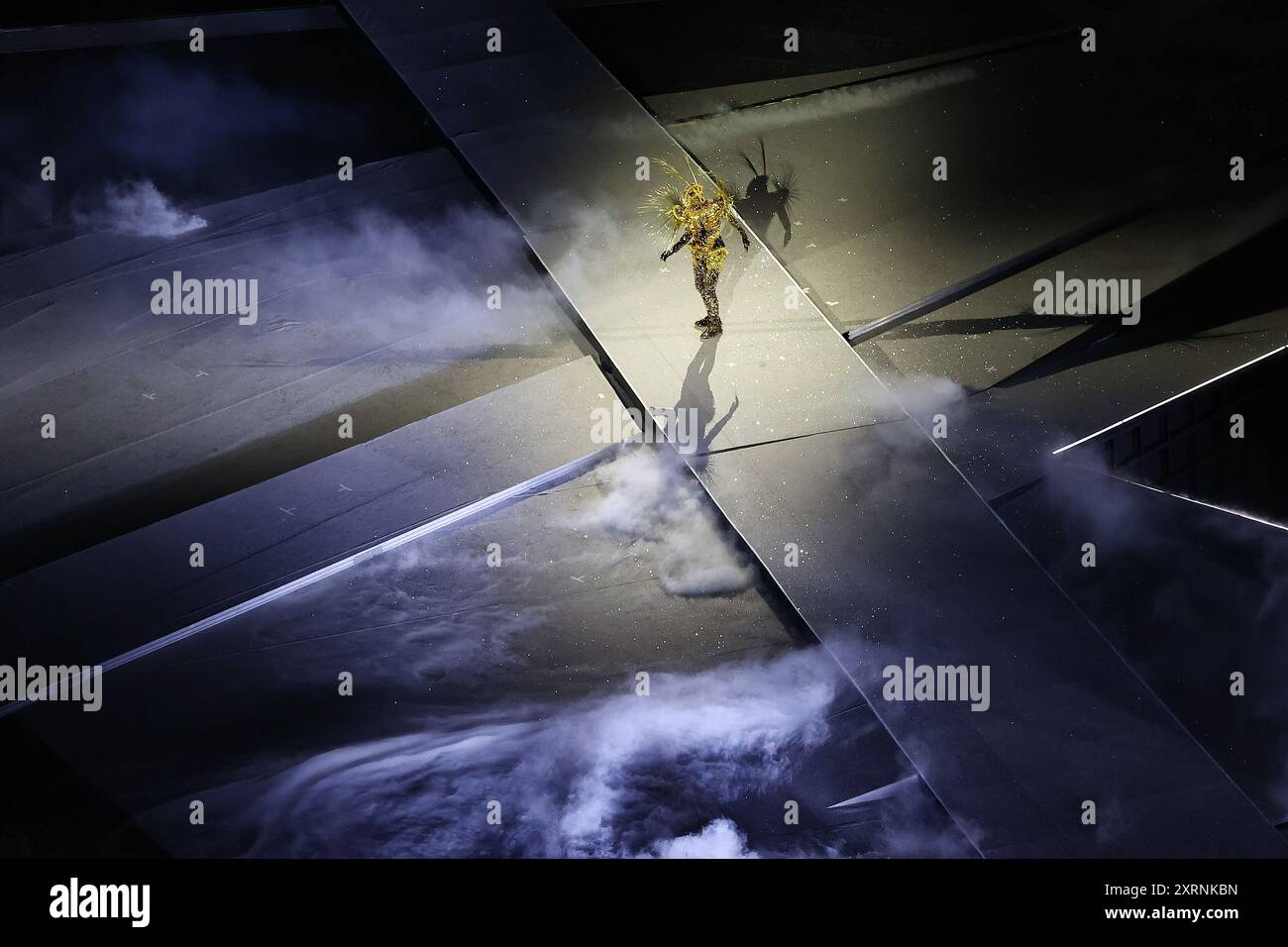 Paris, France. 11th Aug, 2024. The Golden Voyager performs during the ...