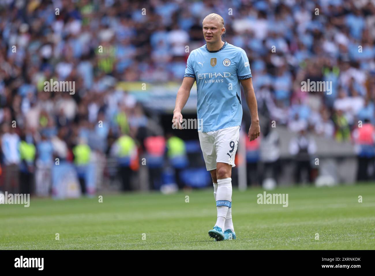 London, UK. 10th Aug, 2024. Erling Haaland (MC) at the FA Community ...