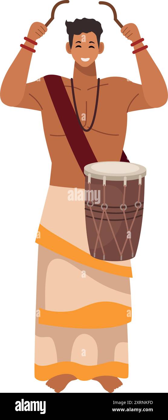 hindu man with drum in onam festival Stock Vector Image & Art - Alamy