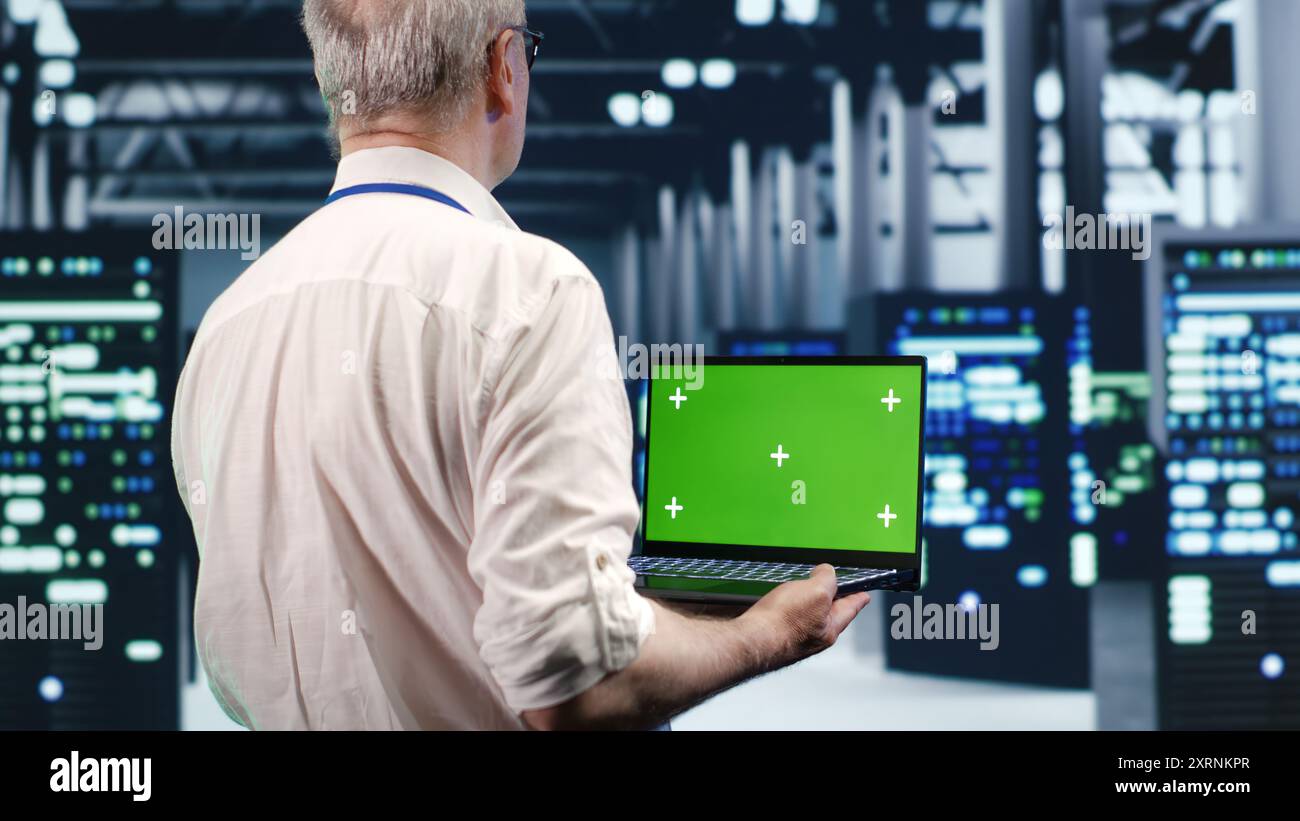 Efficient IT professional navigating network of server rigs in ...