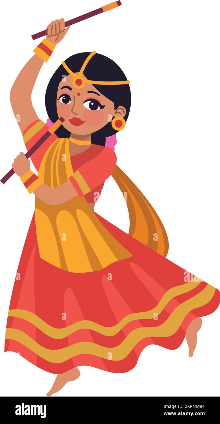 cute woman in hindu traditional costume Stock Vector Image & Art - Alamy