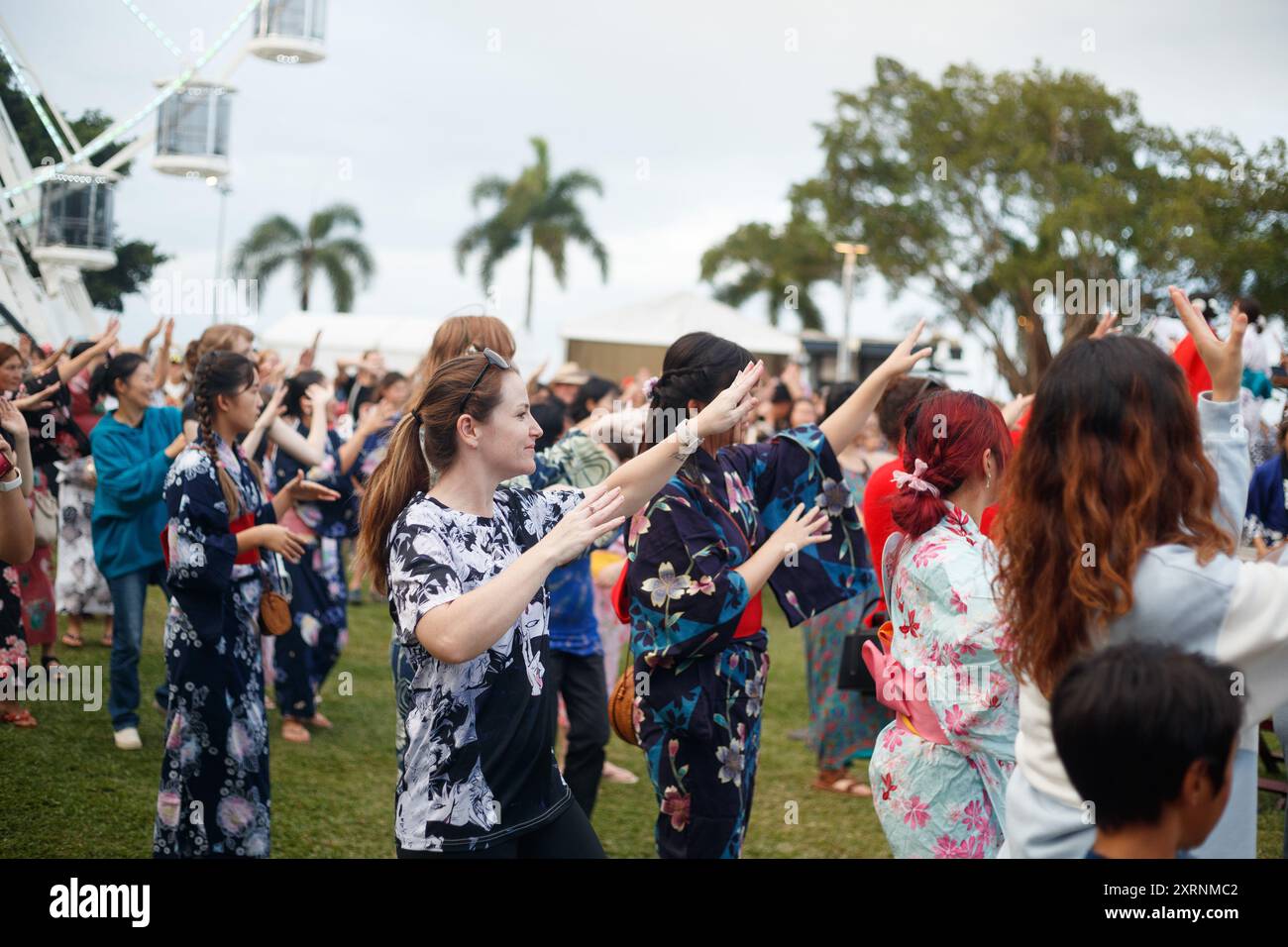 Cairns, Australia. 10th Aug, 2024. The crowd takes part in a Bon Dance during the Cairns Japan ...