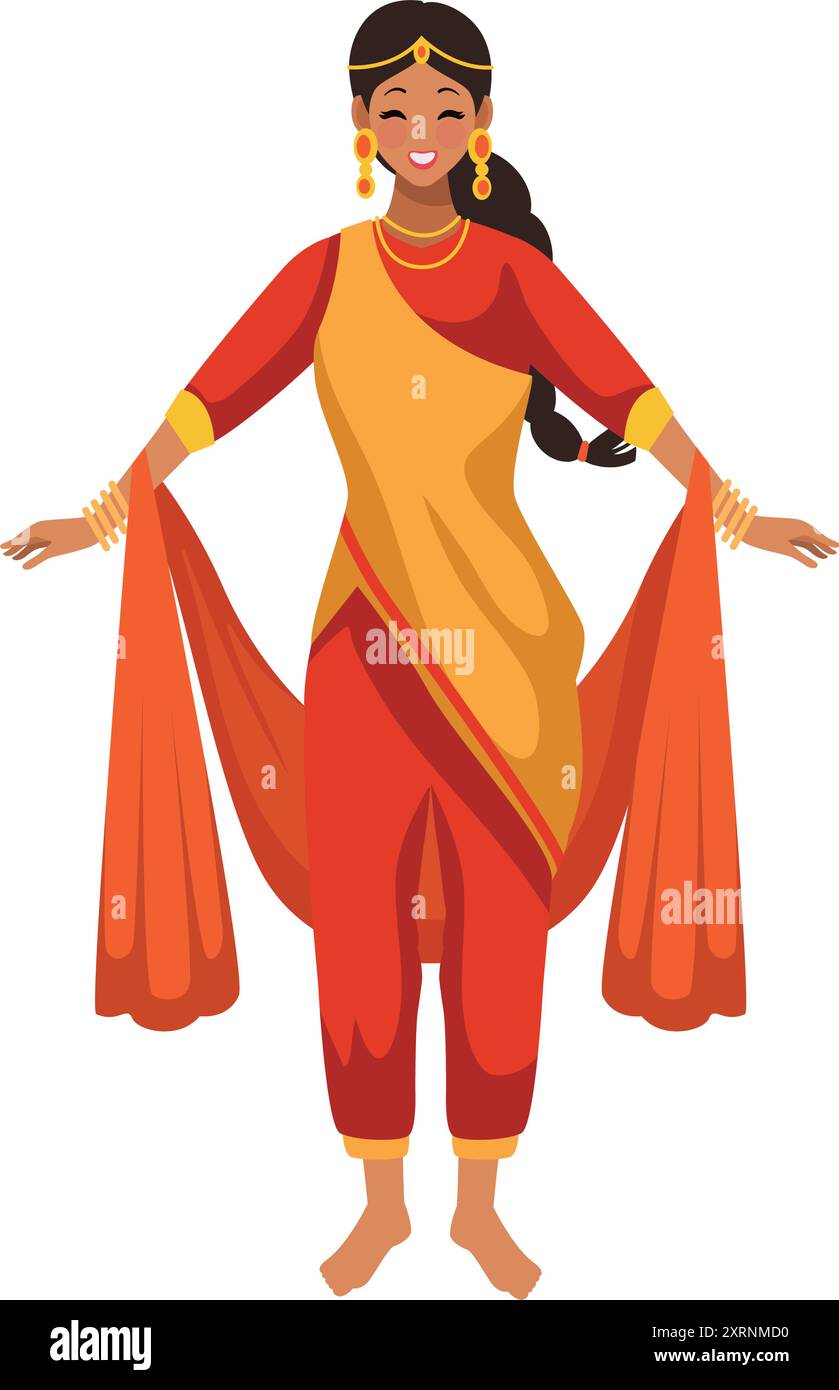 cute woman in hindu traditional costume Stock Vector Image & Art - Alamy