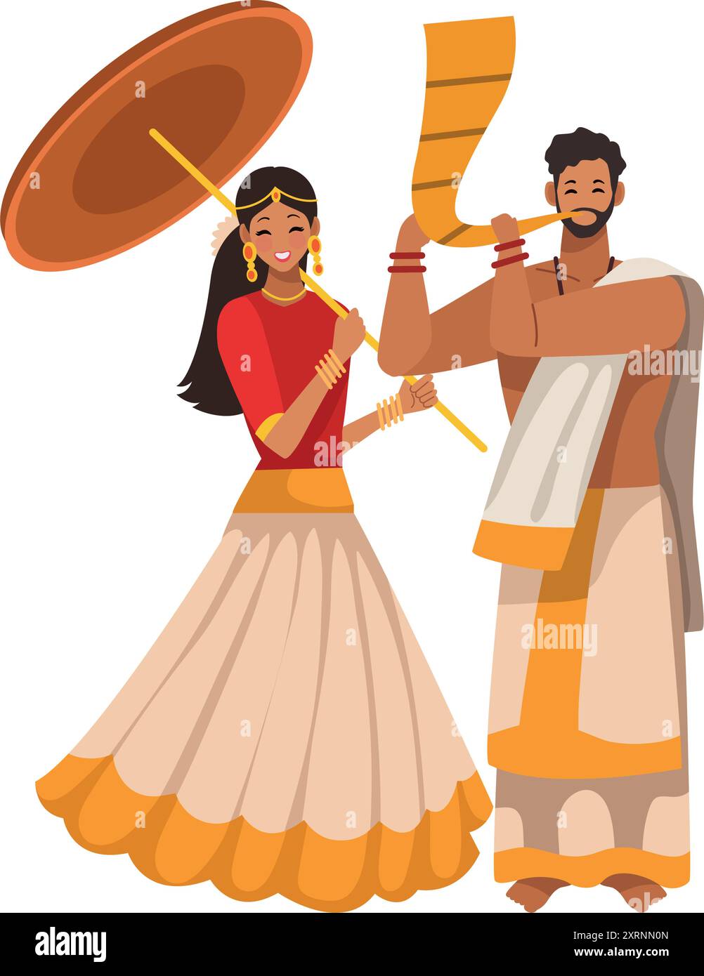 traditional couple during the onam festival in kerala Stock Vector ...