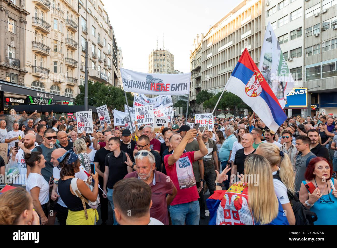 Belgrade, Serbia - August 10. 2024: Citizen protest against Rio Tinto ...