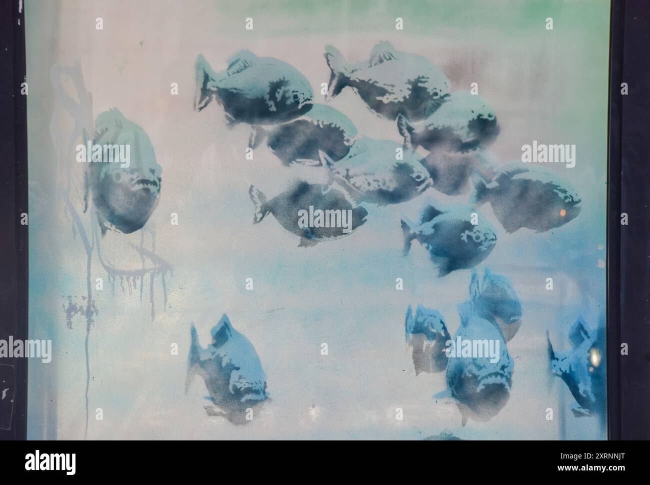 London, UK. 11th August 2024. Detail of the new Banksy artwork on a ...