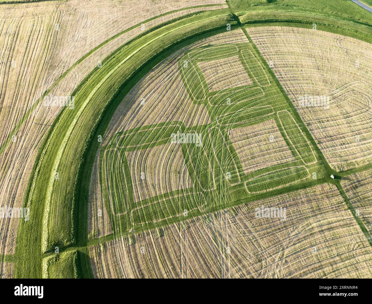 Aerial view of Aggersborg, a 10th-century Viking ring fortress in ...