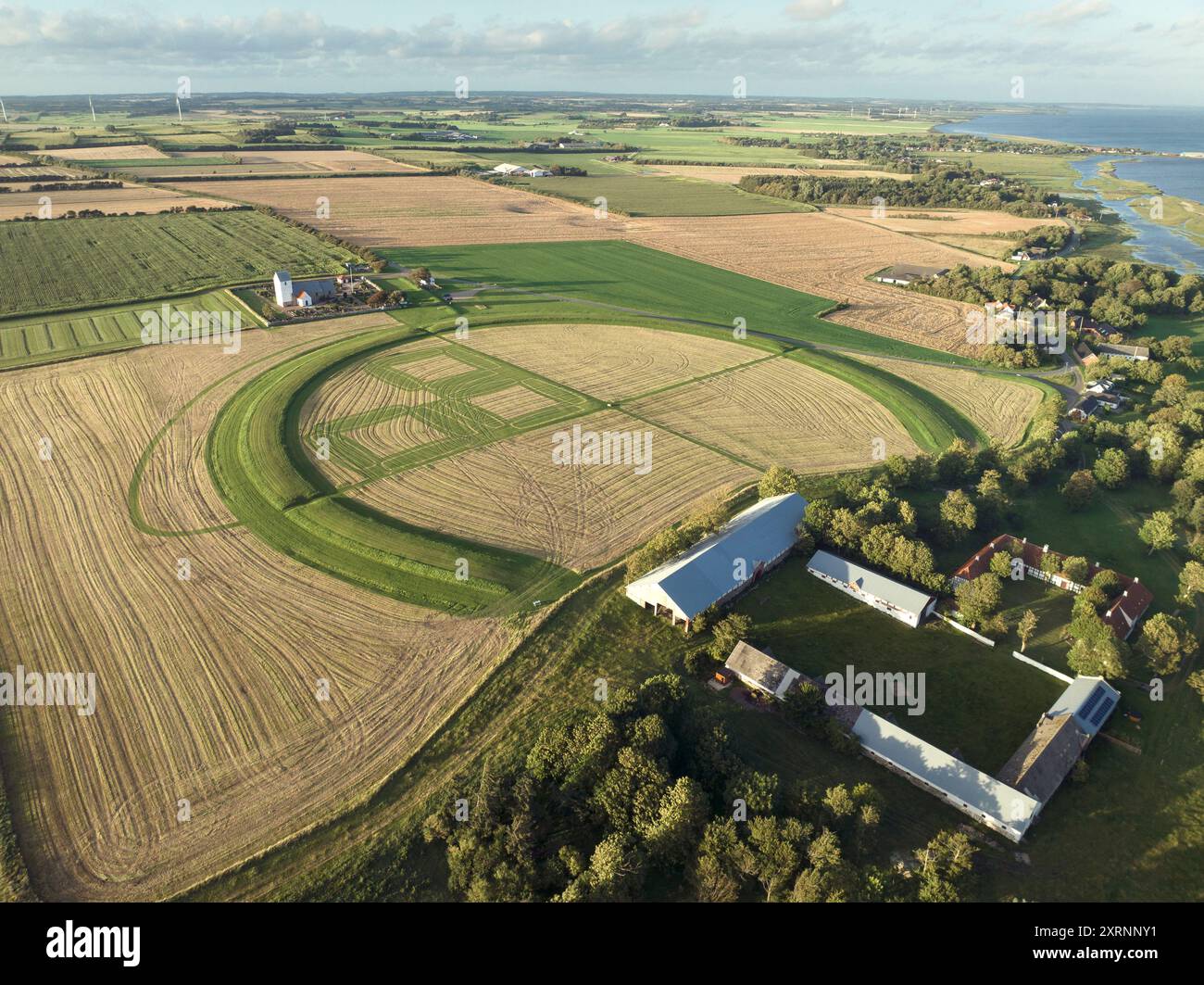 Aerial view of Aggersborg, a 10th-century Viking ring fortress in ...