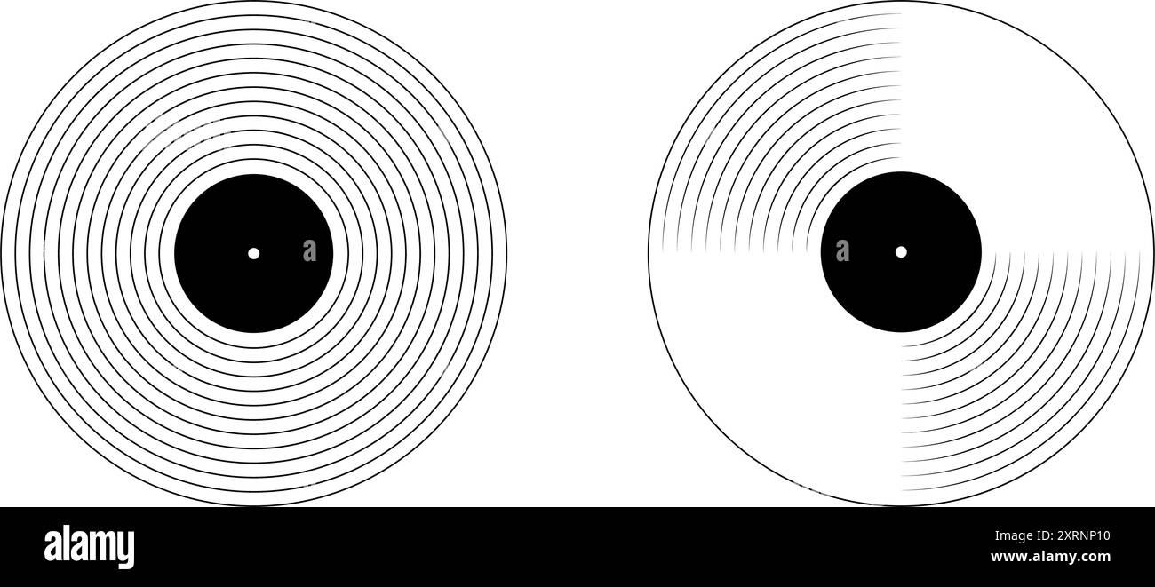 Vinyl plate icons. LP or long play music records isolated on white ...