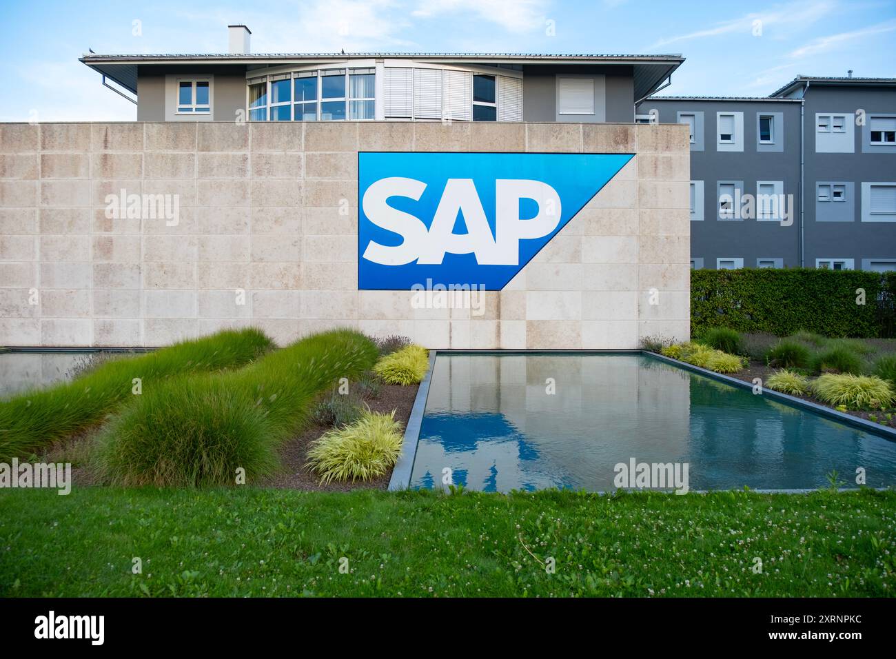 SAP logo on corporate building facade, Global German multinational ...