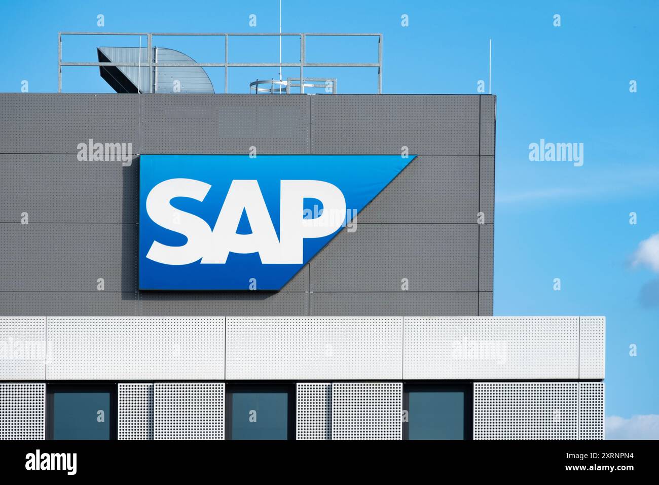 SAP logo on corporate building facade, Global German multinational ...