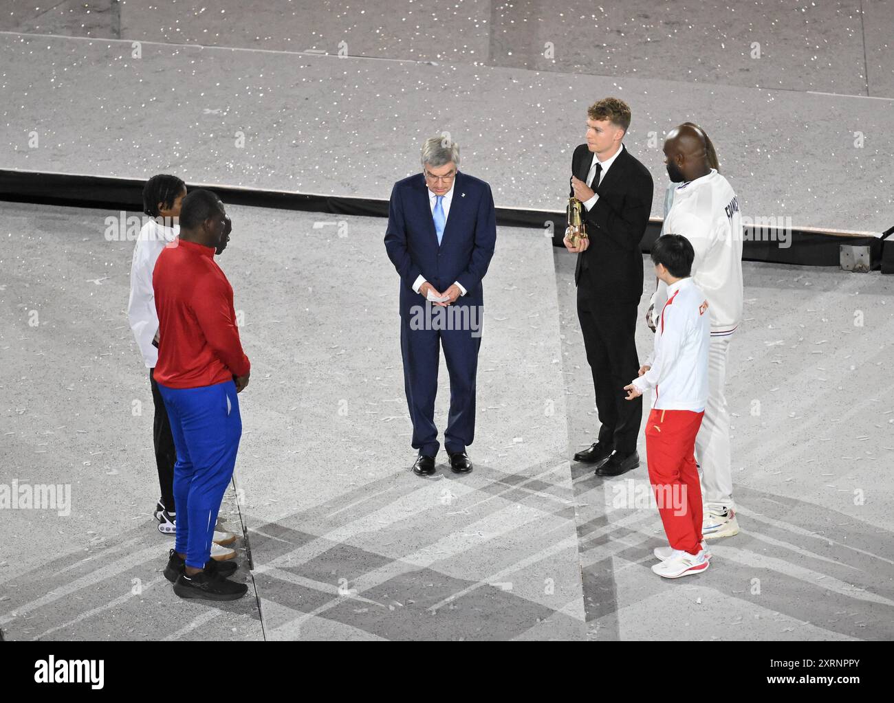 Mijain Lopez Nunez of Cuba, Eliud Kipchoge of Kenya, Djankeu Ngamba of Refugee Olympic Team ...