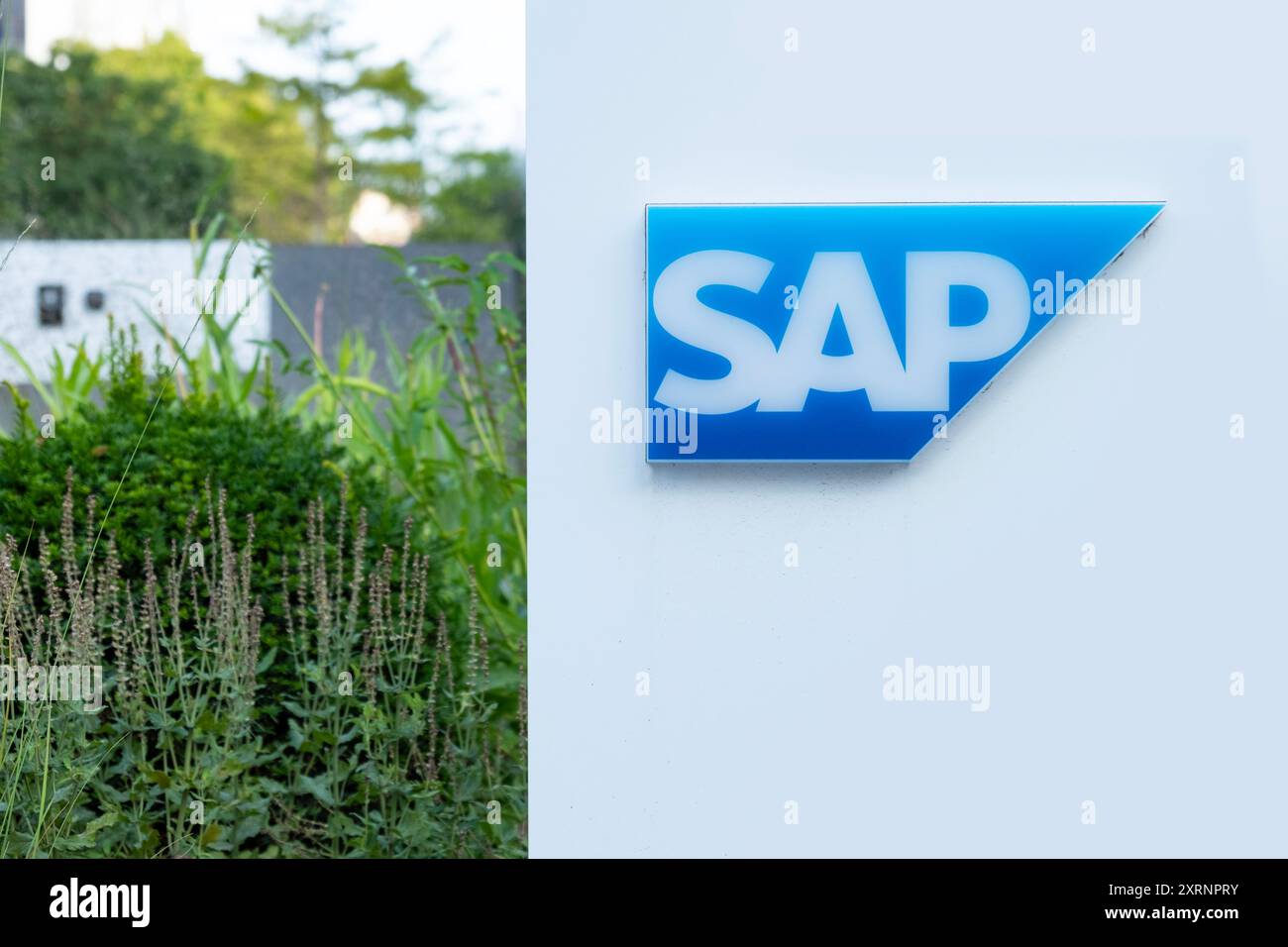 SAP logo on corporate building facade, Global German multinational ...