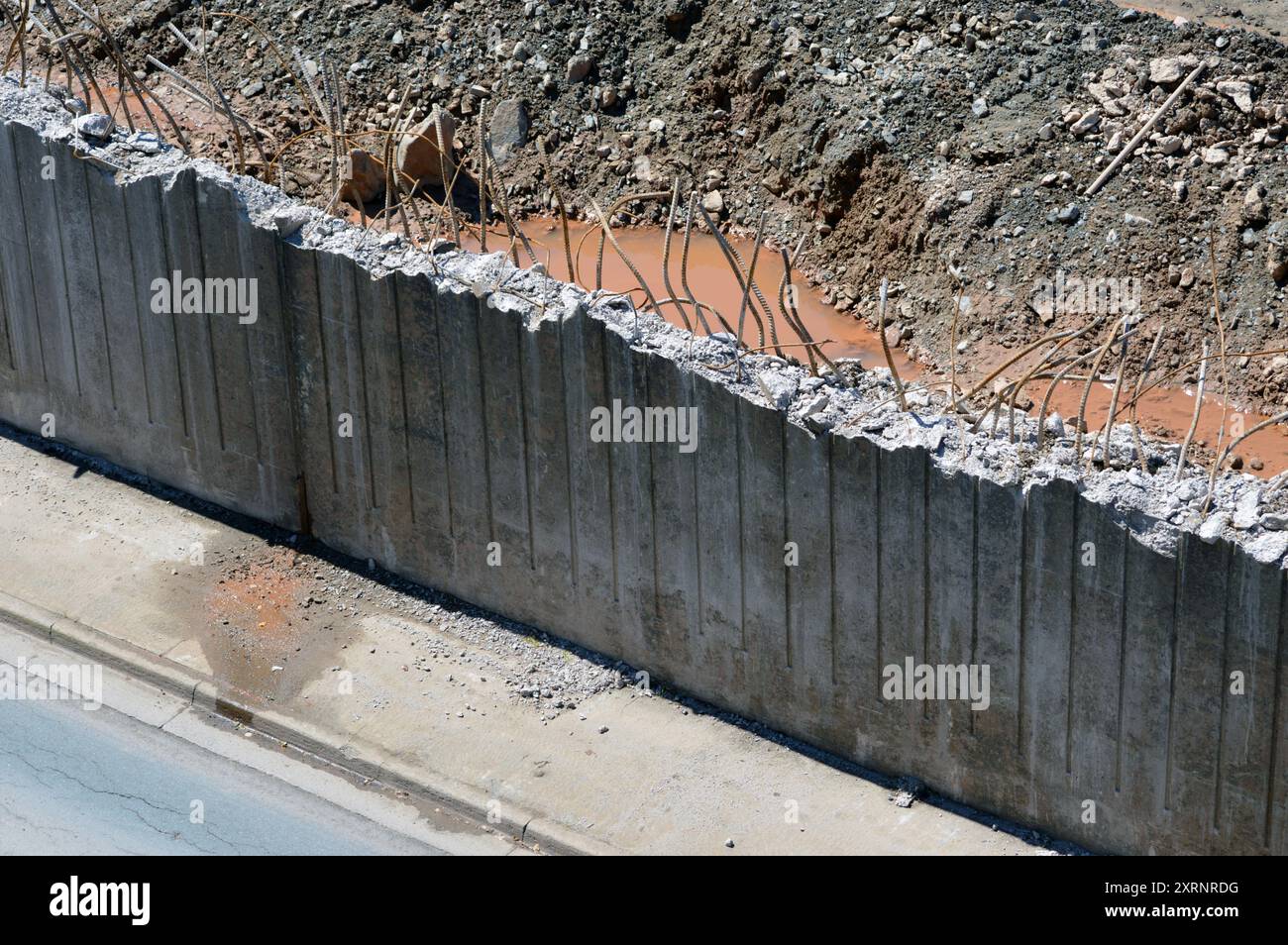 Retaining wall being demolished along Upper Water Street as part of the ...