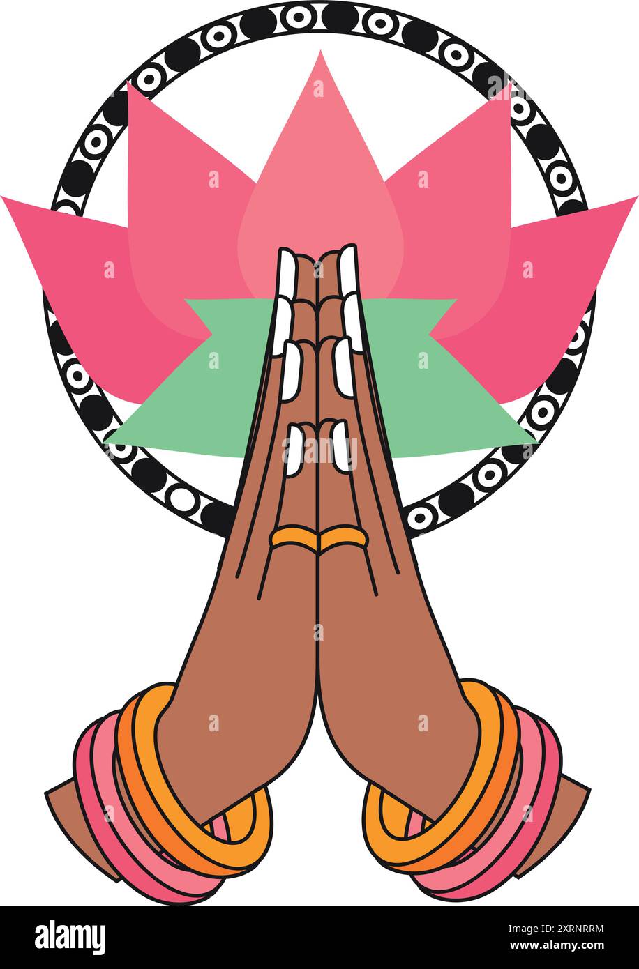 indian hands namaste and lotus flower Stock Vector Image & Art - Alamy