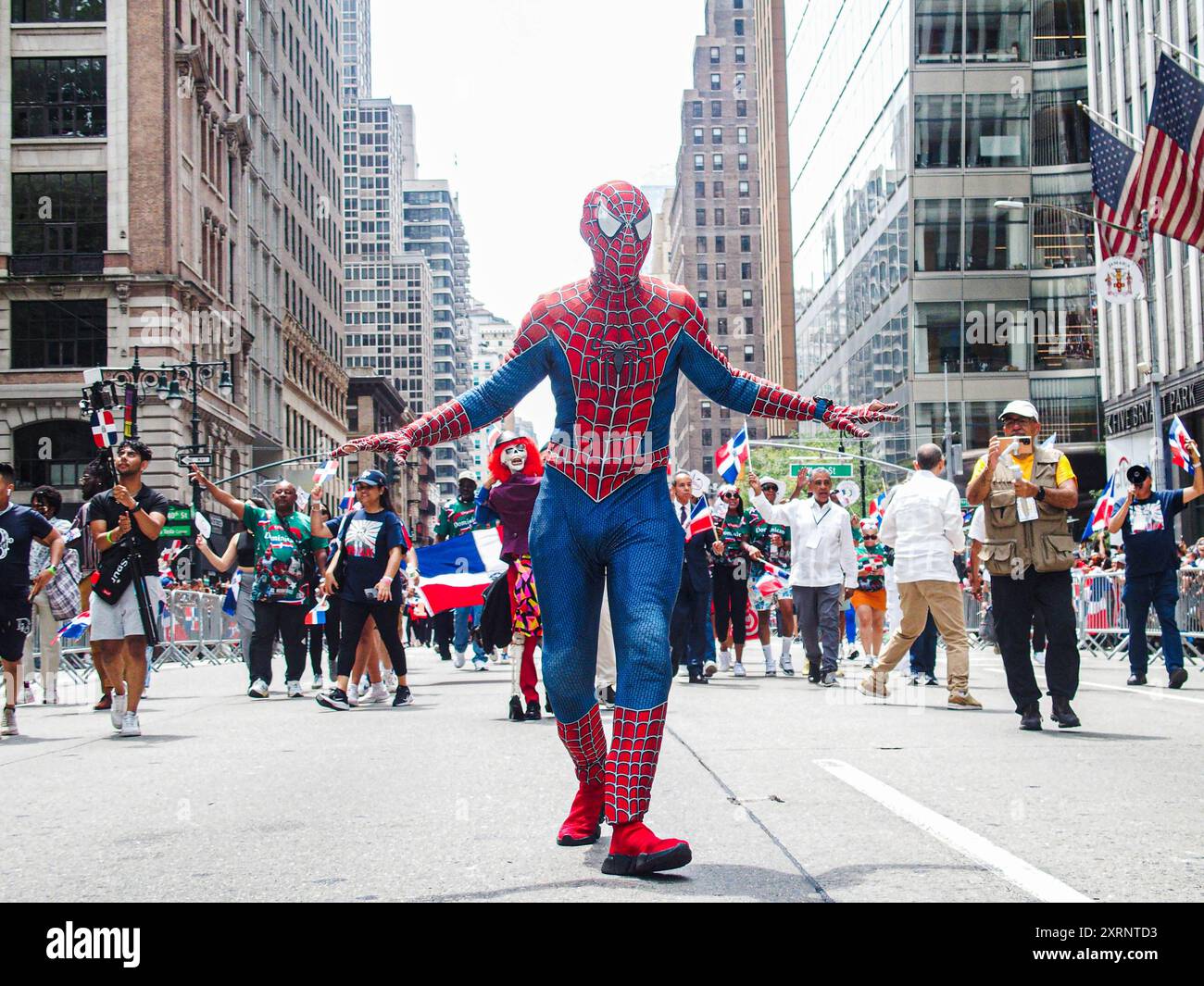 New York, New York, USA. 11th Aug, 2024. A man dressed as spider man ...