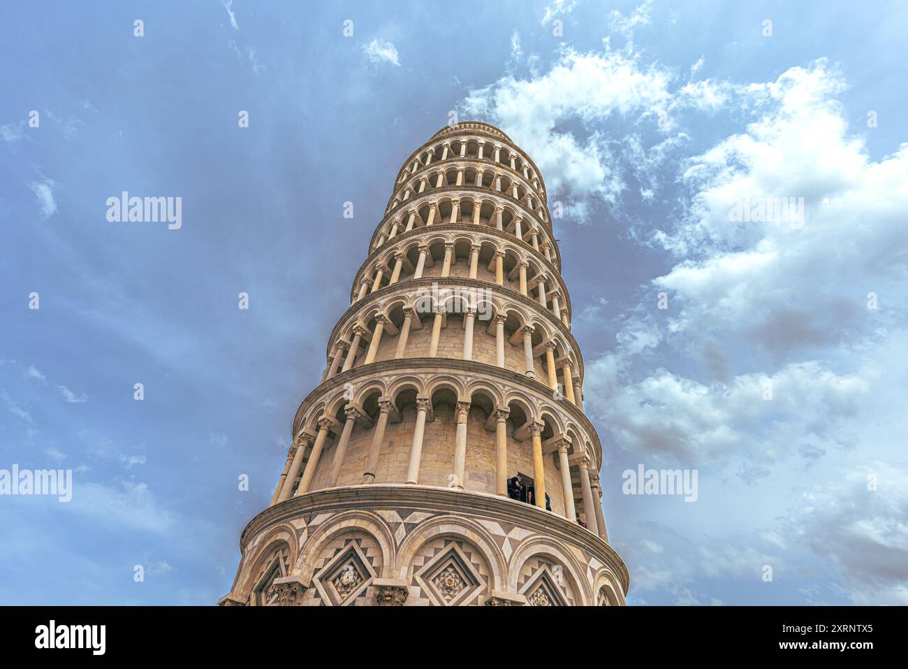 The leaning tower in the central square of the medieval city of Pisa in ...