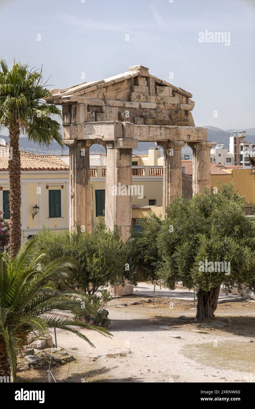 Ruins of Roman agora in the middle of historical centre of Athens ...