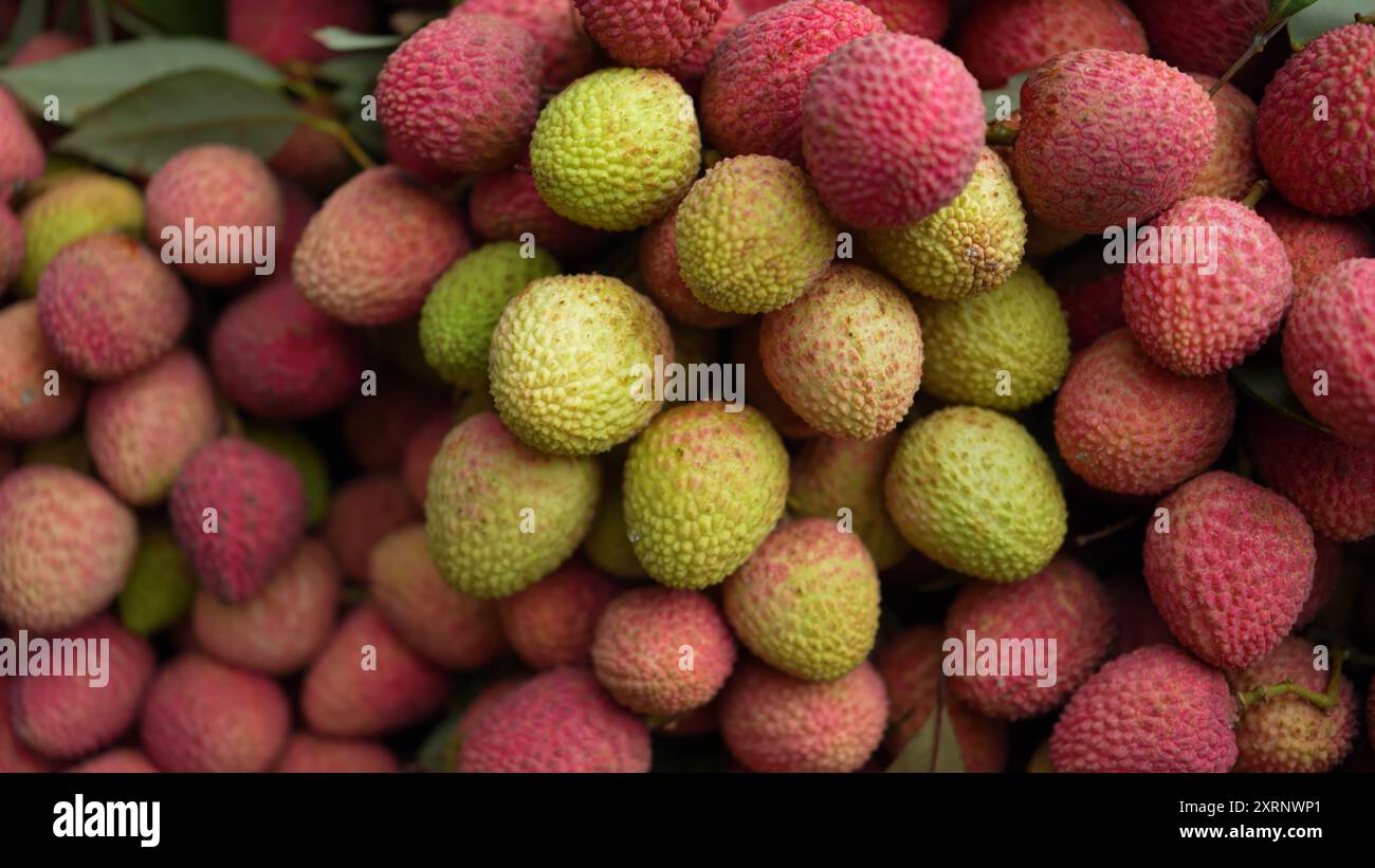 Ripe lychees, ready for sale at the market. Vibrant colors and juicy ...