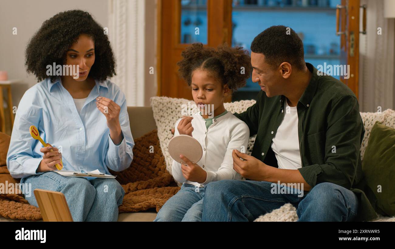 African American speech therapist mother father parents family child ...