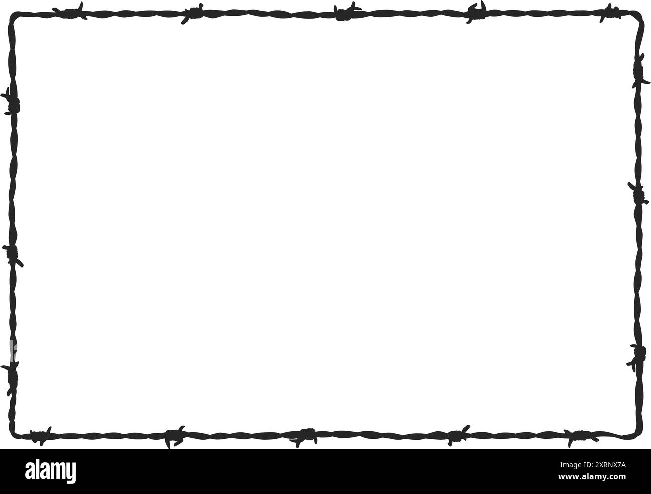 Barbed wire rectangle border frame black fill silhouette vector Stock ...