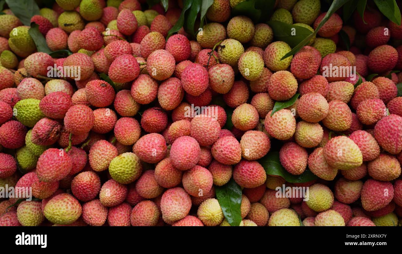 Ripe lychees, ready for sale at the market. Vibrant colors and juicy ...