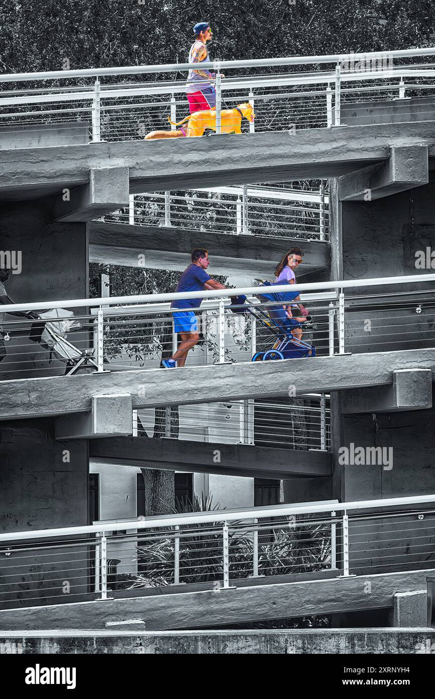 Pedestrians on the Zigzagging ADA access Ramp to the Andrews Avenue ...
