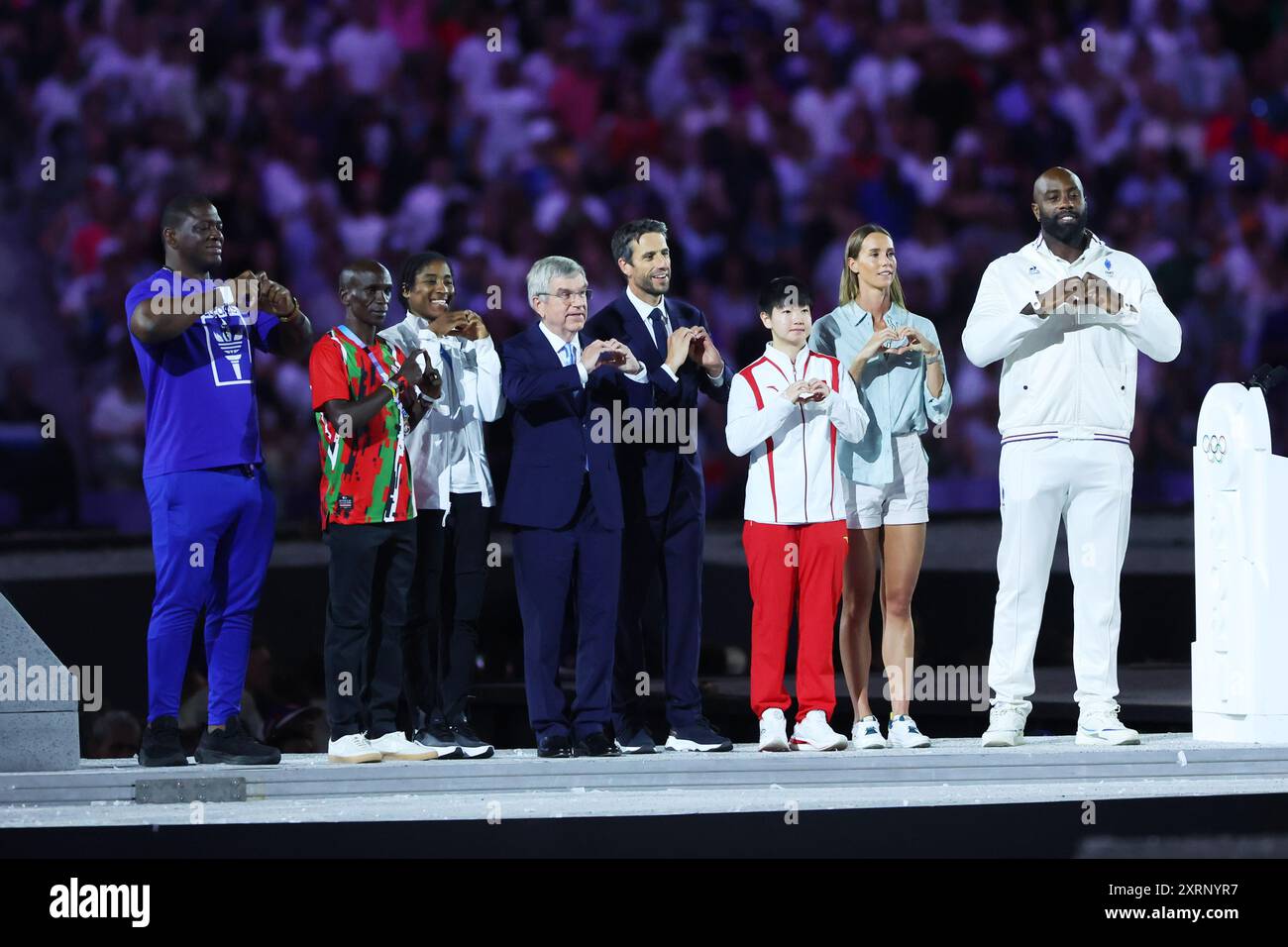 (L-R) Mijain Lopez Nunez (CUB), Eliud Kipchoge (KEN), Djankeu Ngamba ...