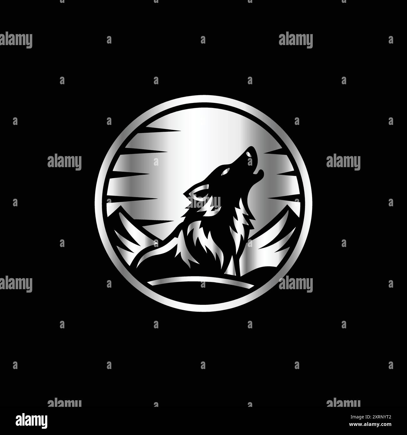 Wolf head in circle vector logo design template. Wolf head symbol ...