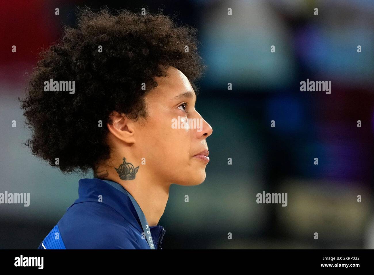 Tears stream down the face of United States' Brittney Griner during the ...